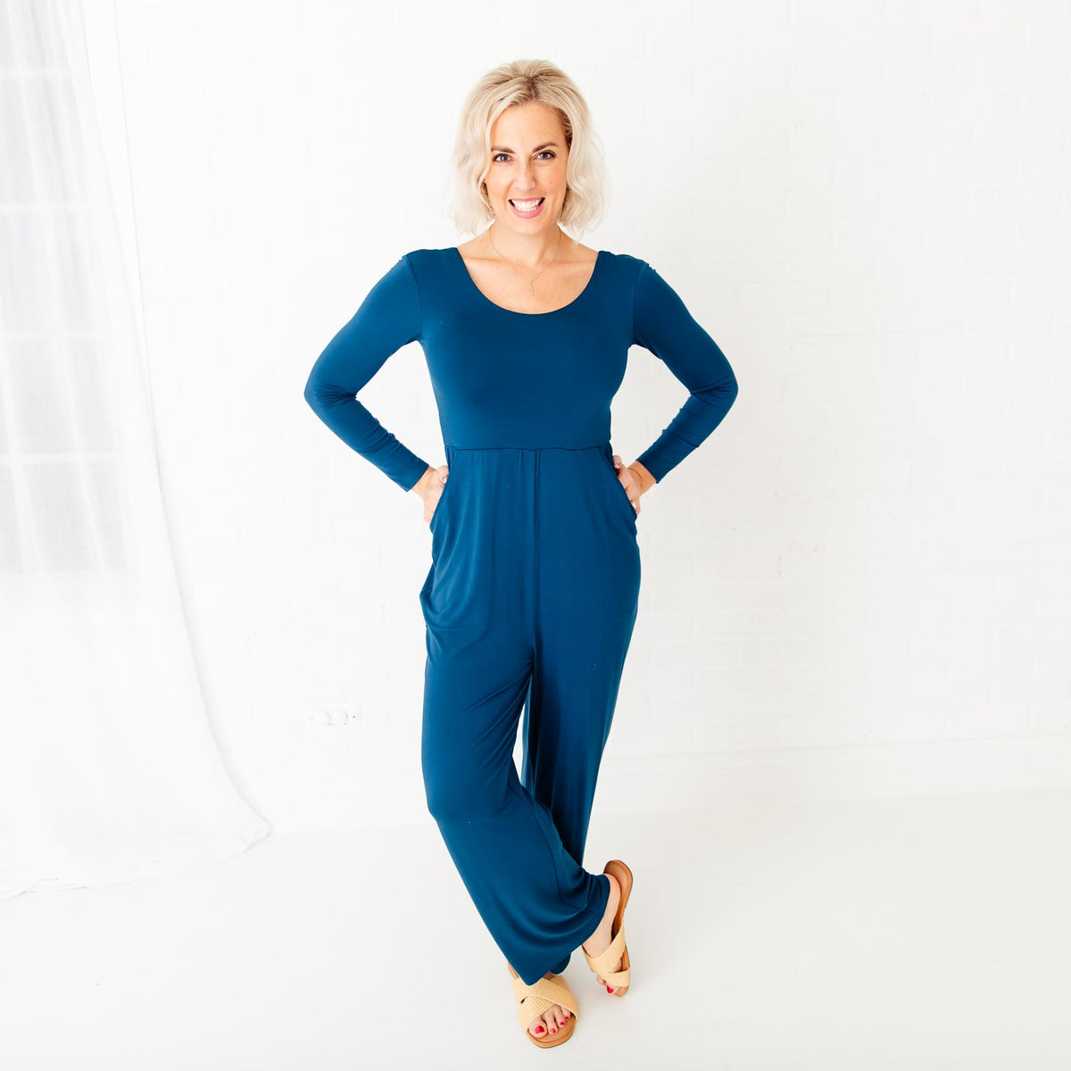 Anchor Blue Womens Bamboo Leggy Romper Dreamiere