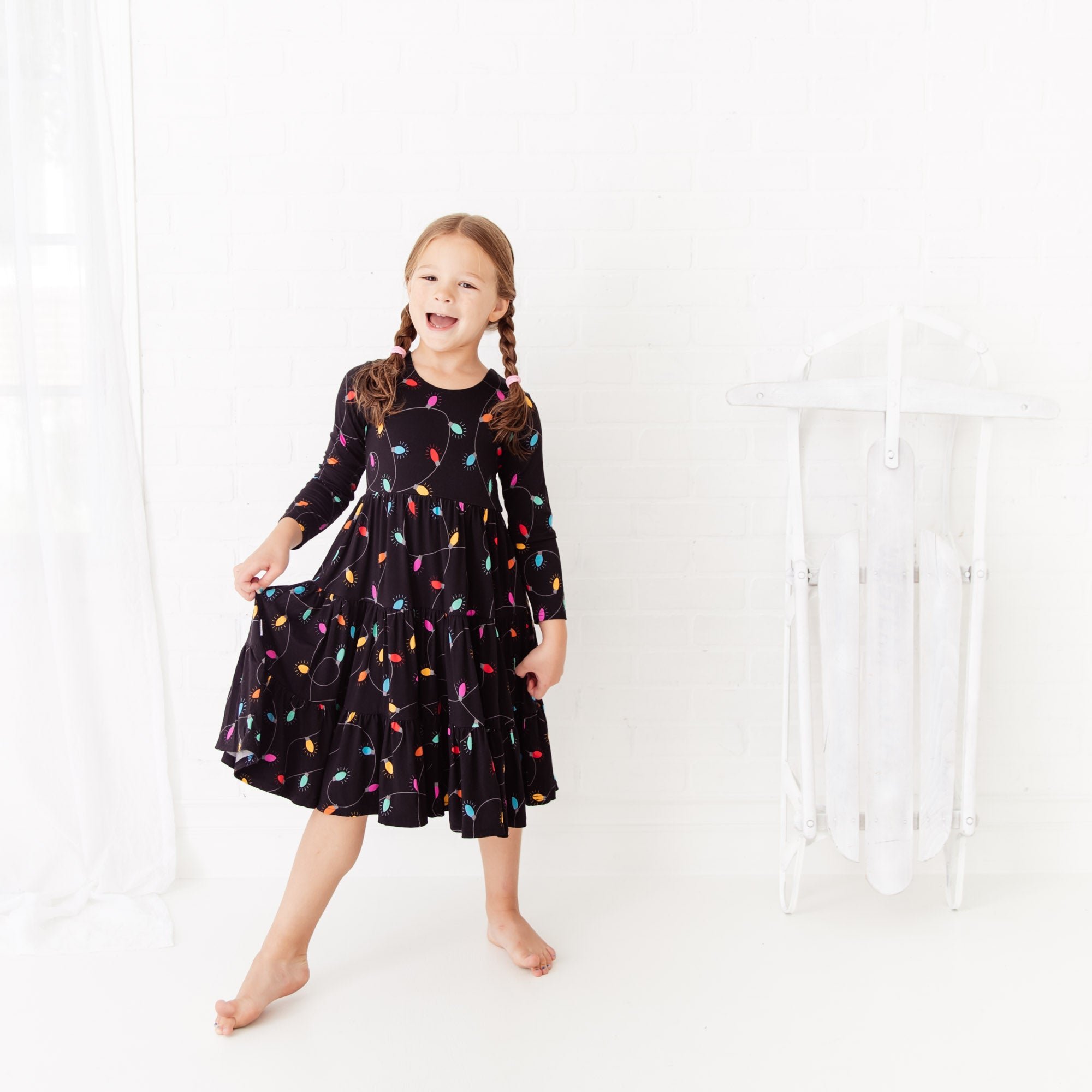 Shine Bright Long Sleeve Swing Girls Dress – Dreamiere