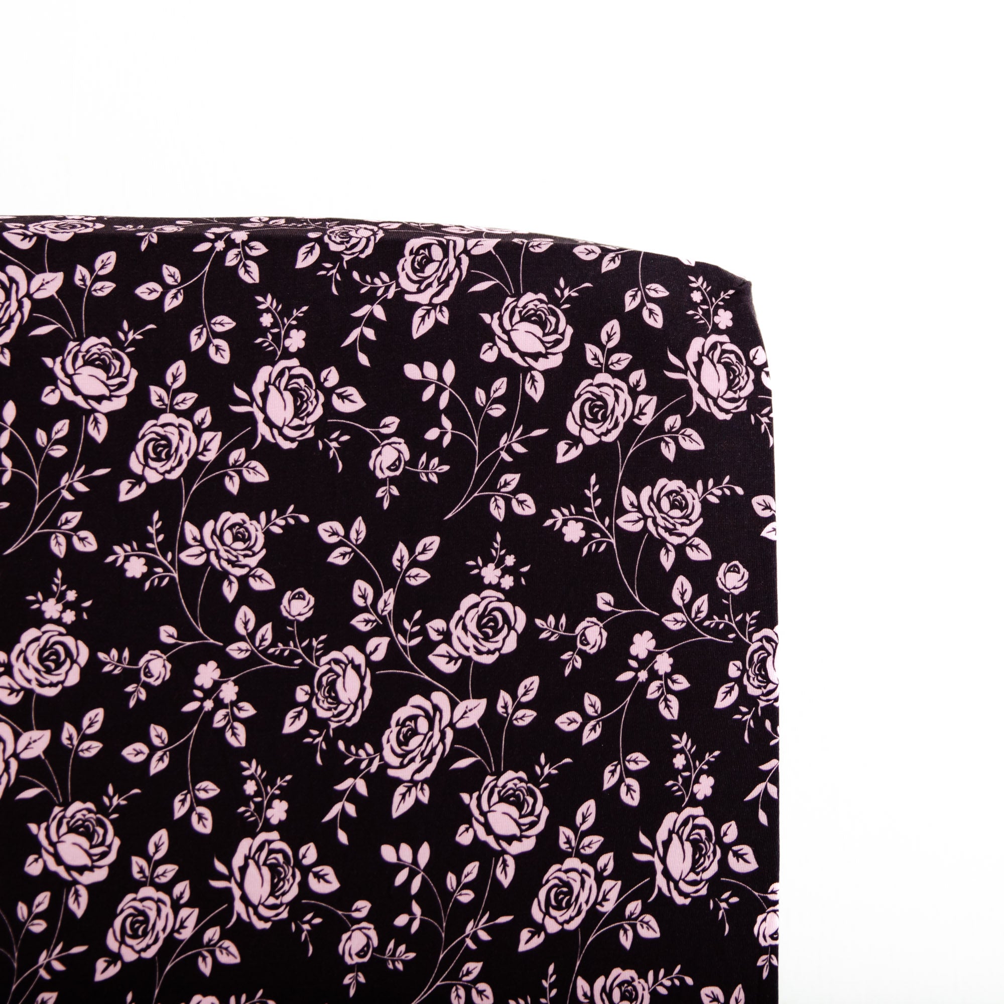 Black & Pink Floral Bamboo Crib Sheet | Dreamiere