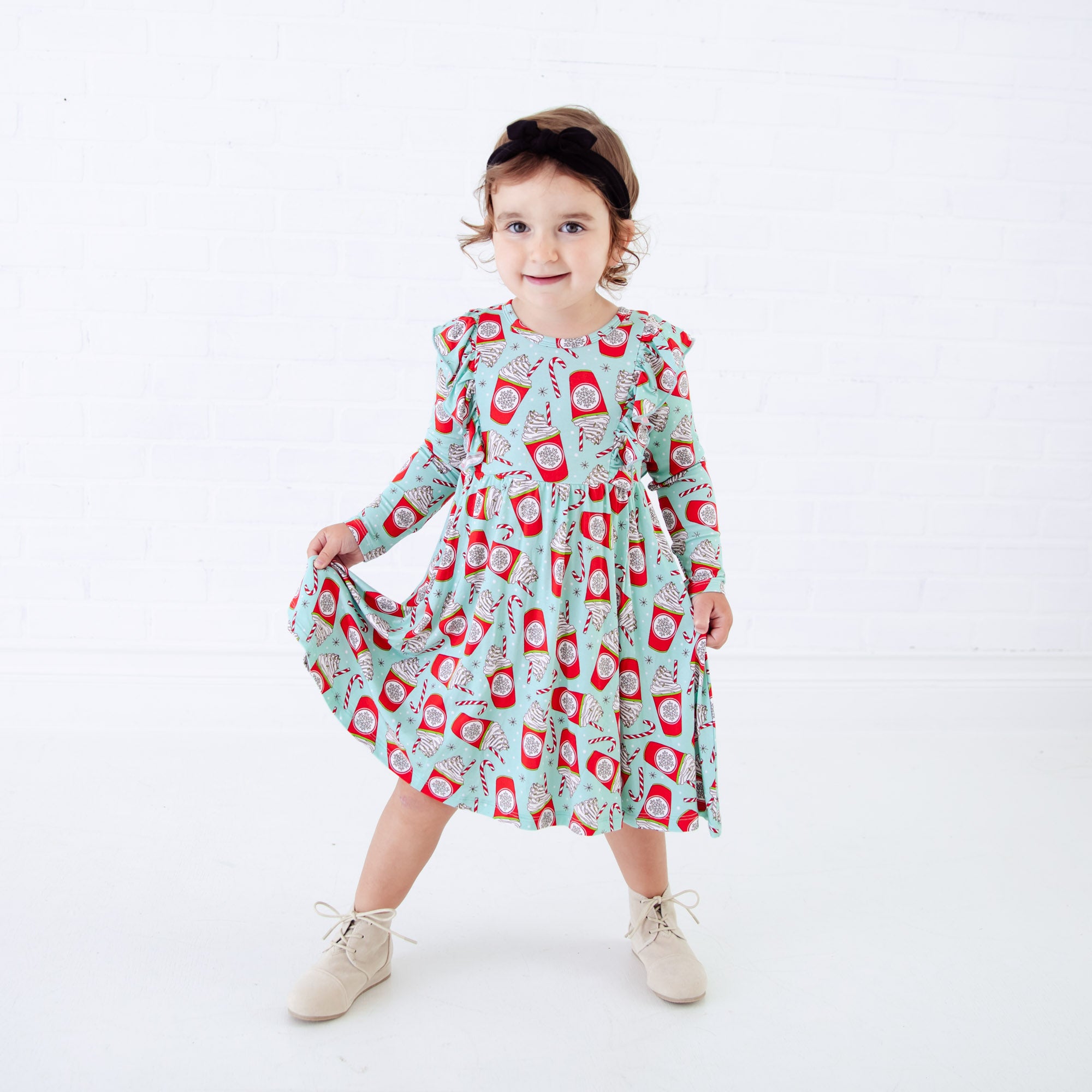 A Cup Of Cheer Girl's Bamboo Twirler Dress | Dreamiere