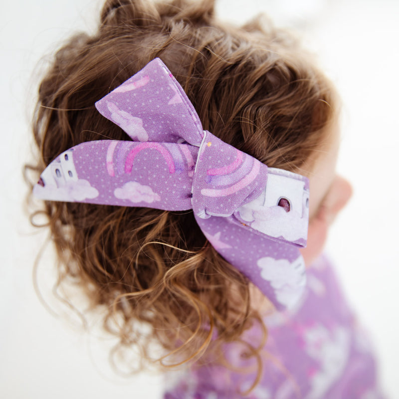 Purple Castles Pigtail Bow Clip Set | Dreamiere