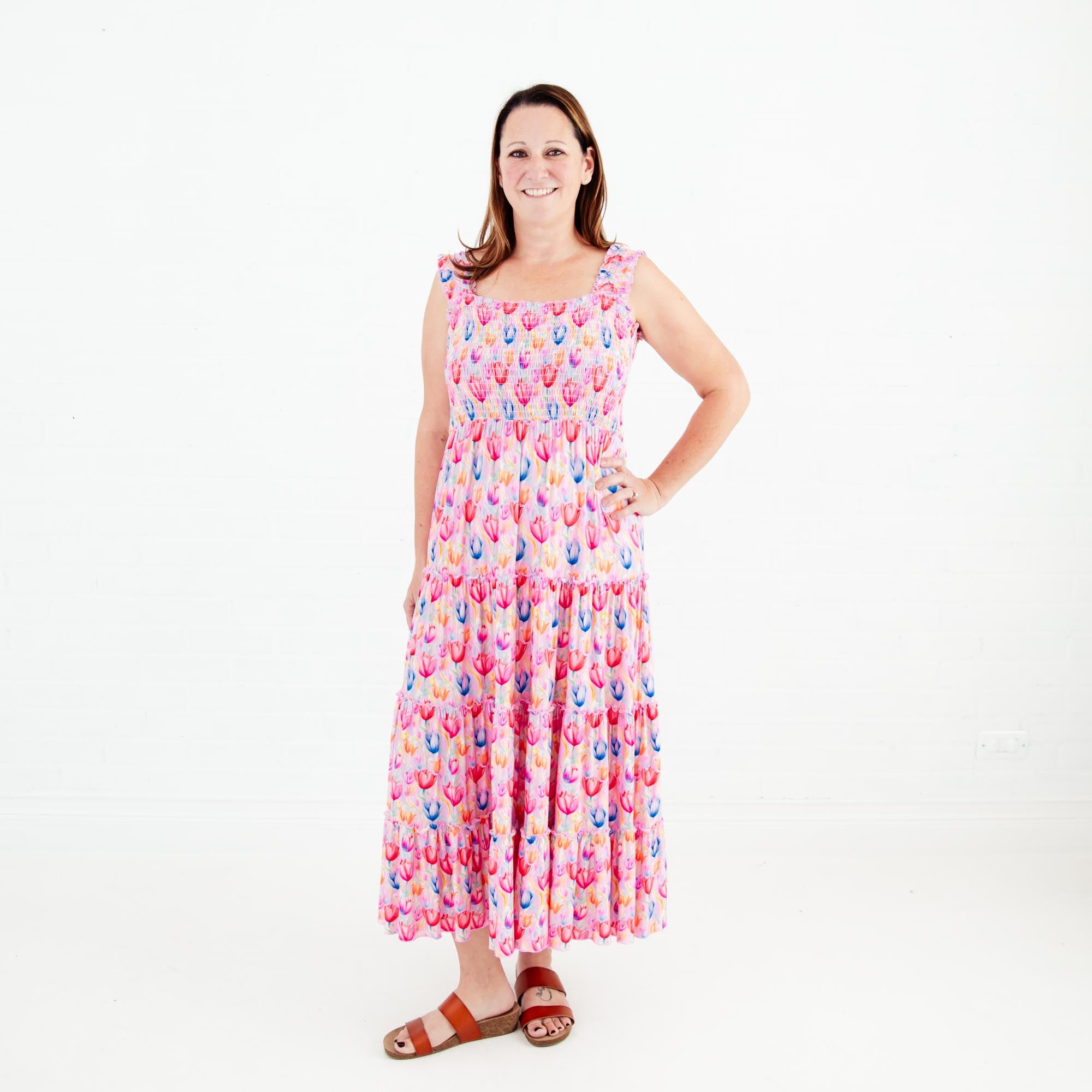 Holland At Your Girl Women's Bamboo Smocked Ruffle Tank Dress – Dreamiere