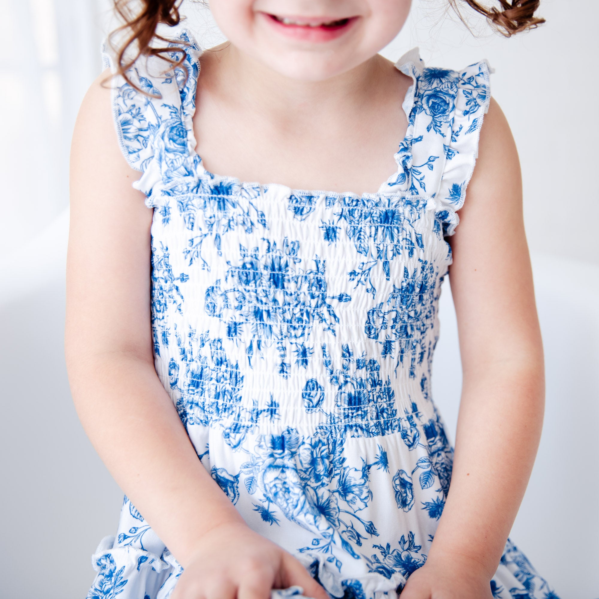 Something Blue Smocked Ruffle Tank Dress | Dreamiere