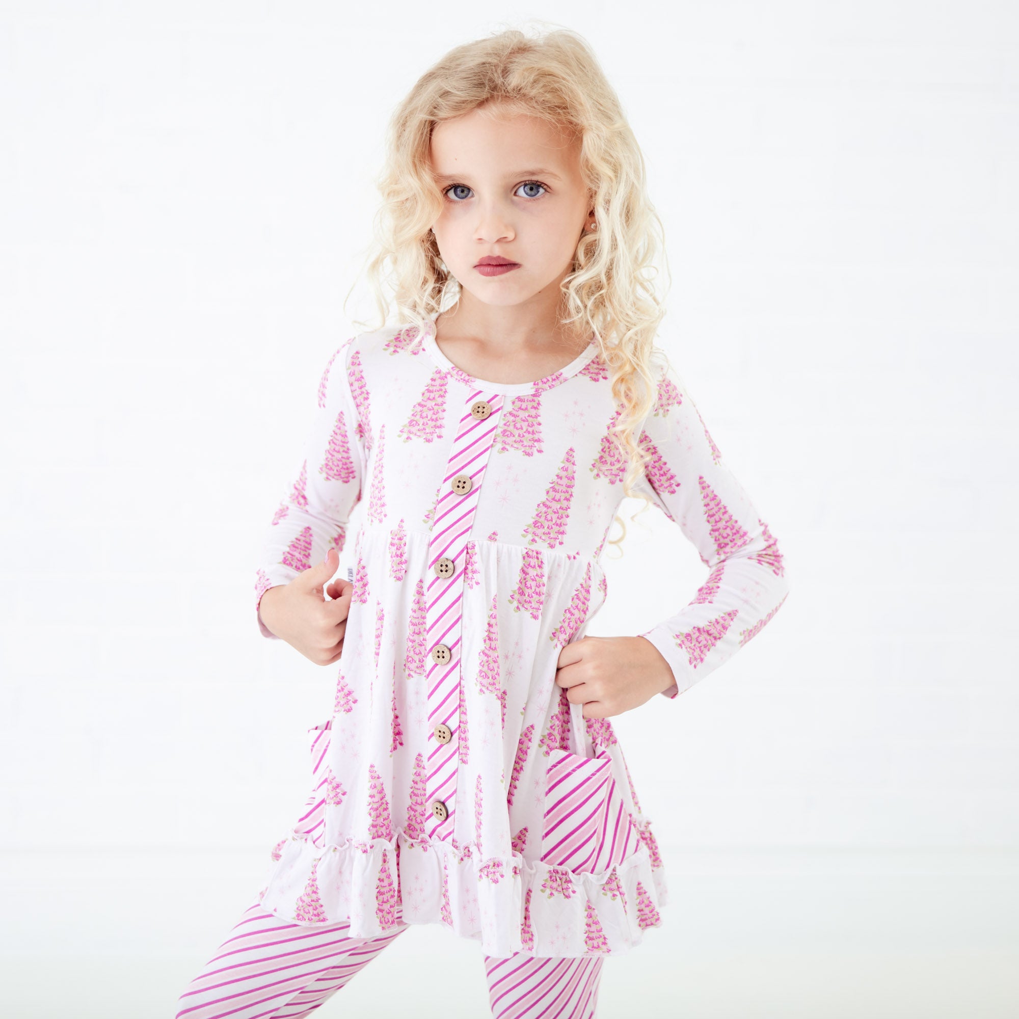 All Spruced Up Ruffle Tunic and Pants Set - Pink – Dreamiere